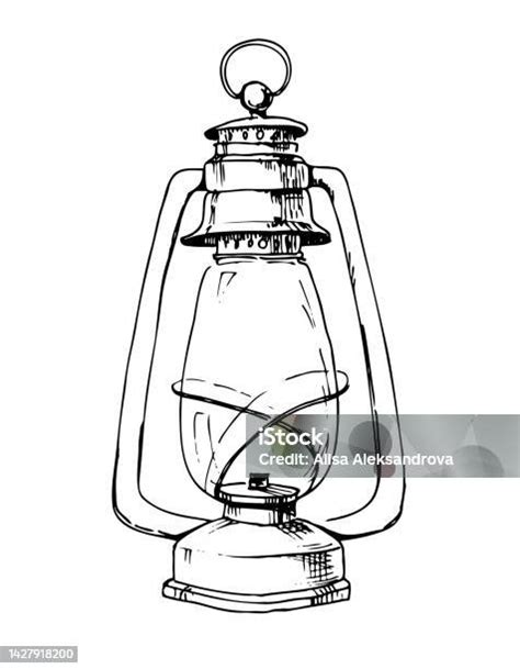 빈티지 손으로 그린 오래된 랜턴 등유가있는 복고풍 램프의 벡터 스케치 흰색 배경에 고립 된 새겨진 그림 0명에 대한 스톡 벡터 아트 및 기타 이미지 Istock