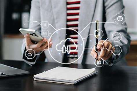 Premium Photo Woman Use Laptop Computer And Tablet With Cloud Computing Diagram Show On Hand