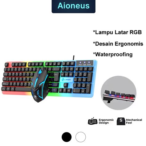 Jual Paket Keyboard Gaming Dan Mouse Wired Keyboard Rgb Set Mechanical Feel For Pc Laptop