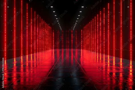 Futuristic Red Matrix Cyber Tech Corridor Concept Futuristic Technology Red Aesthetic
