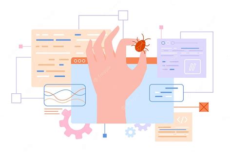 Premium Vector Hand Bug Fixing Technical Programmer Fix Leak Information Or Software Bugs