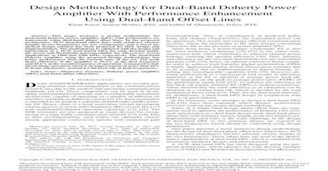 Pdf Design Methodology For Dual Band Doherty Power Amplifier Dual Band Doherty Power