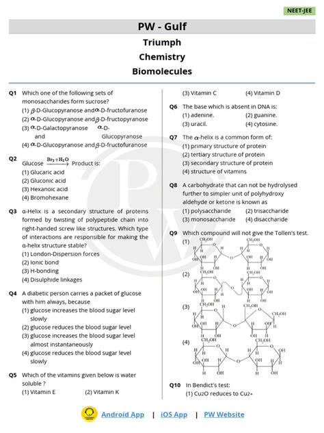Biomolecules Practice Sheet Pdf Amino Acid Glucose