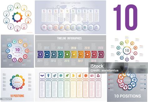 8 범용 템플릿 매 10 위치에 대 한 인포 그래픽 개념 주기적 프로세스 워크플로 배너 다이어그램 웹 디자인 타임 라인 영역형