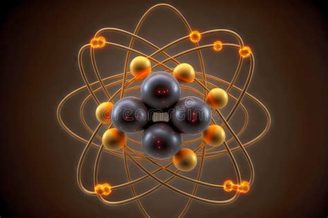 Co Java Model Of Atoms And Atom Orbit With Protons And Neutrons On Dark