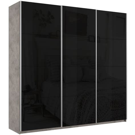 Шкаф купе «Широкий Прайм 2400×570×2300 мм стекло чёрное цвет бетон 9835832 Купить по