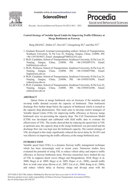 Pdf Control Strategy Of Variable Speed Limits For Improving Traffic Efficiency At Merge