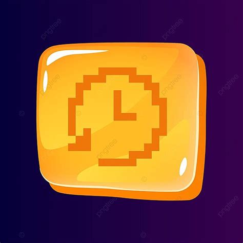 glossy ui button with pixelated icon for updating timer vector element