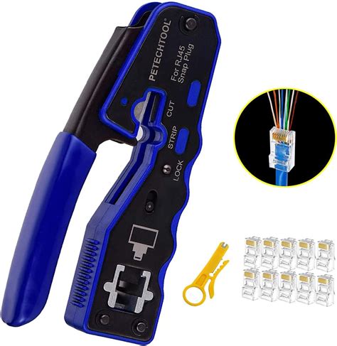 Rj45 Crimper Tool Kit All In One 8p Pass Through Network Ethernet