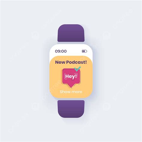 Podcast App Smartwatch Interface Vector Template Podcast Layout Blog Vector Podcast Layout