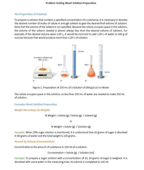 Solved Problem Solving About Solution Preparation The
