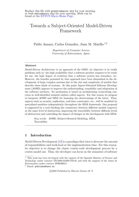 Pdf Towards A Subject Oriented Model Driven Framework