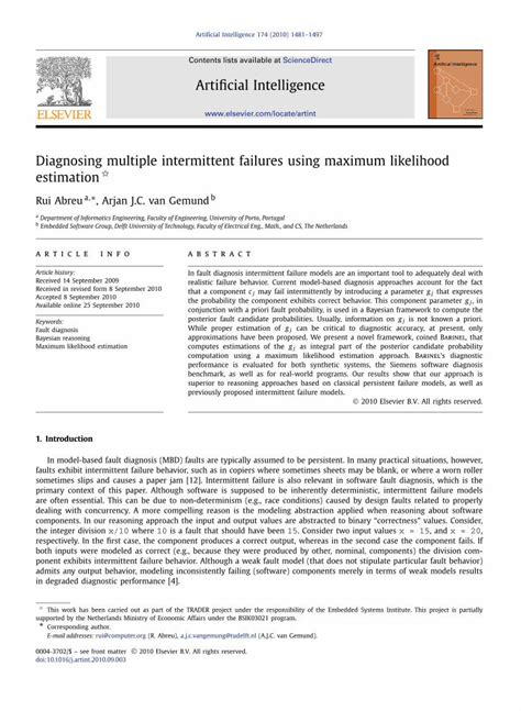 PDF Diagnosing Multiple Intermittent Failures Using Maximum