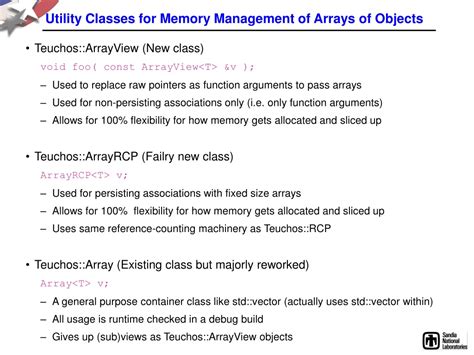 Ppt New Teuchos Utility Classes For Safer Memory Management In C
