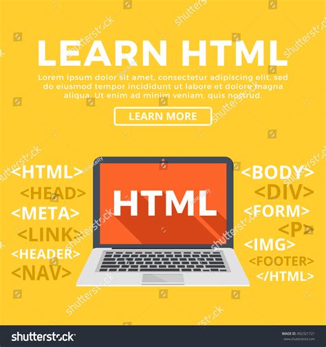 Vektor Stok Laptop Html Word On Screen Learn Tanpa Royalti Shutterstock
