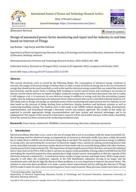 Pdf Design Of Automated Power Factor Monitoring And Repair Tool For