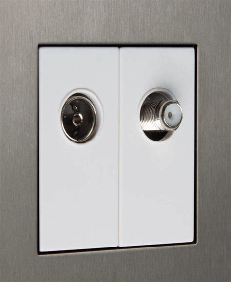 Silver Double Data Port Socket With Black Or White Inserts