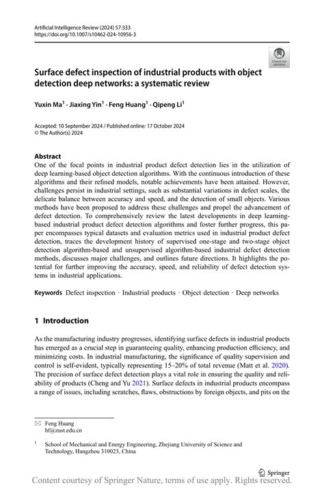 Pdf Surface Defect Inspection Of Industrial Products With Object