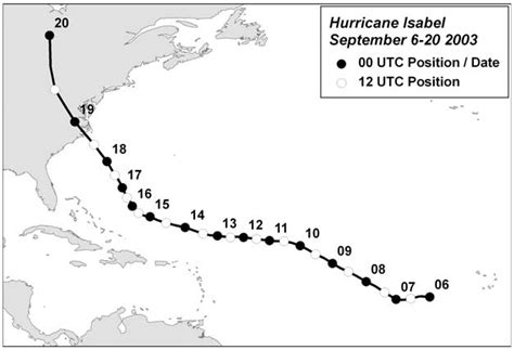 Best Track Of Hurricane Isabel Courtesy Of The Noaa National