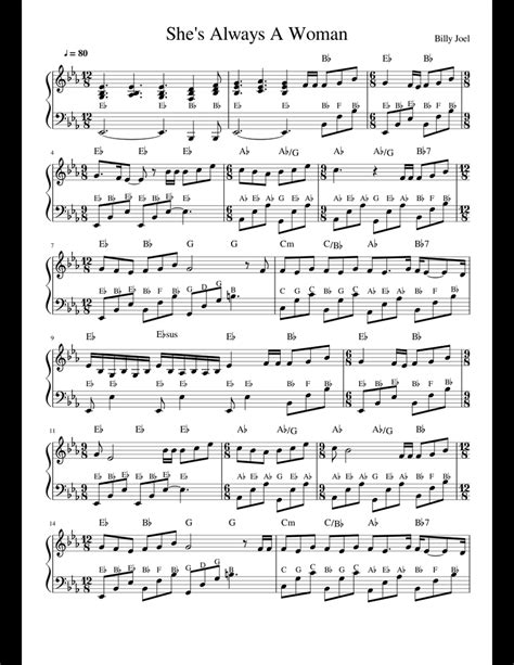 Billy Joel Shes Always A Woman Sheet Music For Piano Download Free