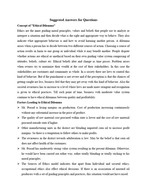 Case 1 Answer Pdf Behavior Profit Economics