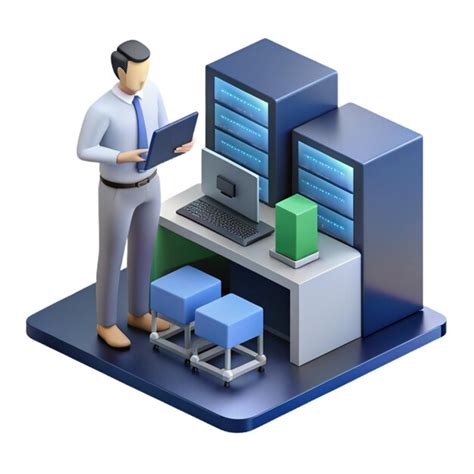 Analyst Data Center Computer Isometric Illustration Premium Ai Generated Psd