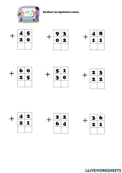Sumas De Dos Cifras Interactive Exercise Live Worksheets