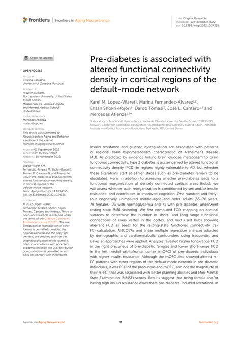 Pdf Pre Diabetes Is Associated With Altered Functional Connectivity Density In Cortical