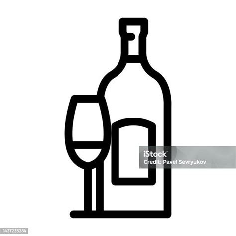 소비뇽 블랑 화이트 와인 라인 아이콘 벡터 일러스트 레이 션 레스토랑에 대한 스톡 벡터 아트 및 기타 이미지 레스토랑 마실 것 메뉴판 Istock