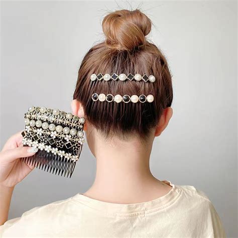 Latest Cute Korean Model Clover Pearl Comb Bun Comb Shopee Philippines