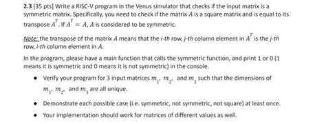 Solved 23 35 Pts Write A Risc V Program In The Venus