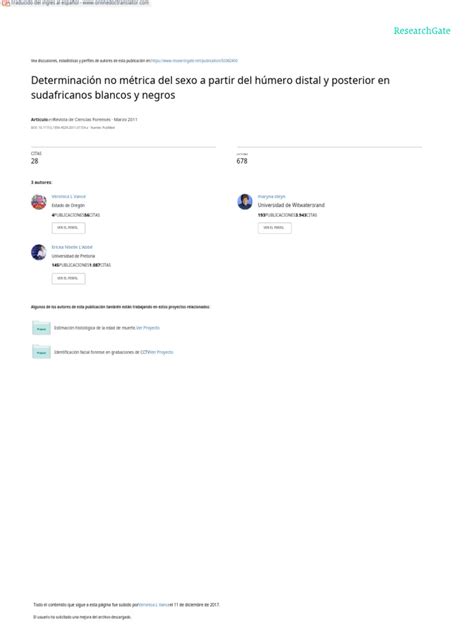 Nonmetric Sex Determination From The Distal And Po En Es Pdf Codo Sistema Esquelético