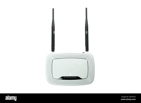 Wi Fi Router With External Antennas Isolated On White Background Stock Photo Alamy