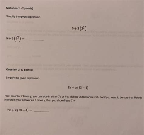 Solved Simplify The Given Expression Question Chegg Com