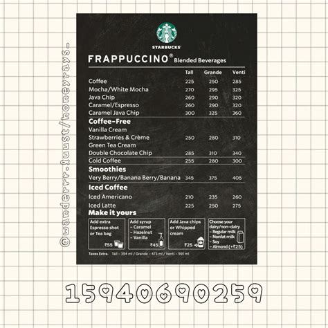 Starbucks Menu And Prices Artofit