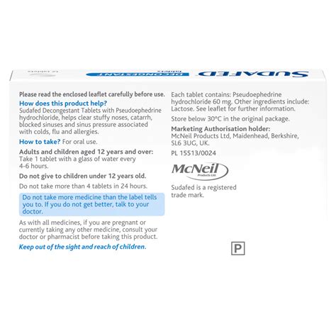Sudafed Decongestant Non Drowsy 12 Tablets Yourmedicals