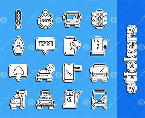 set line tram and railway car electric car charging station bus map