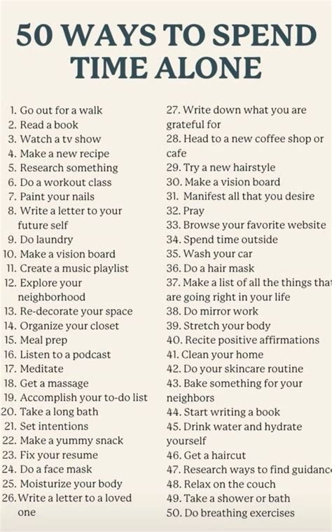 50 Ways To Spend Time Alone Artofit