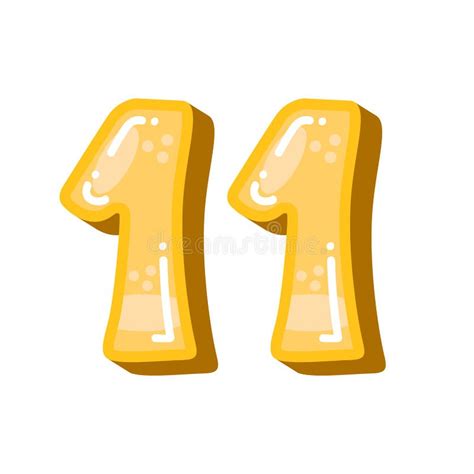 Number 11 Vector Illustration Cool Number Eleven Image Yellow On White Background Stock Vector