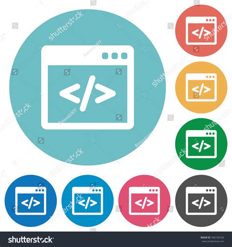 Flat Programming Code Icon Set On Stock Vector Royalty Free 346199726