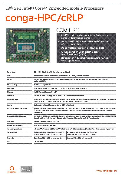 Conga Hpccrlp Datasheet Com Hpc Client Size A High Performance