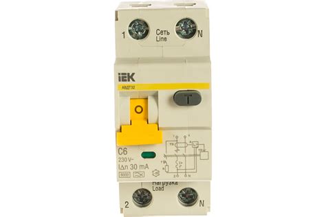 Автоматический дифференциальный выключатель тока IEK 1п+N 2мод. C 6A ...