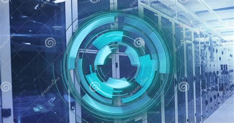 Image Of Loading Circles And Computer Language Over Lens Flares Against
