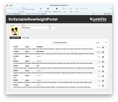 Variable Row Height Portal For Claris Pro FileMaker Pro LuminFire