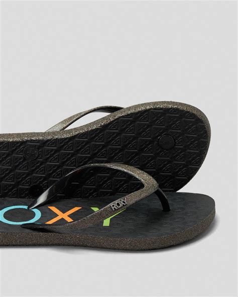 Shop Roxy Girls Rg Viva Glitter Thongs In Black Fast Shipping And Easy