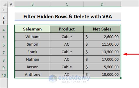 How To Filter And Delete Rows With Vba In Excel Methods Exceldemy