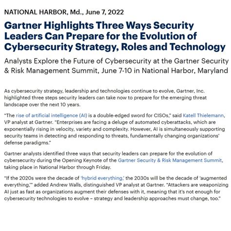 Gartner Highlights Three Ways Security Leaders Can Prepare For The Evolution Of Cybersecurity