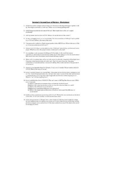 Pdf Newtons Secon Law Of Motion Worksheet Dokumen Tips