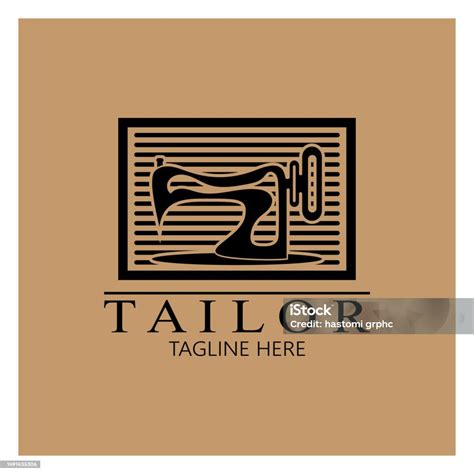 재단사 로고 아이콘 일러스트레이션 템플릿 옷 실 및 재봉틀 버튼의 조합 의류 제품 디자인 대류 회사 벡터 형태의 패션 가위에 대한 스톡 벡터 아트 및 기타 이미지 Istock