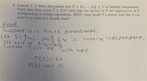 Solved 8 Suppose V Is Finite Dimensional And S V1 Chegg Com